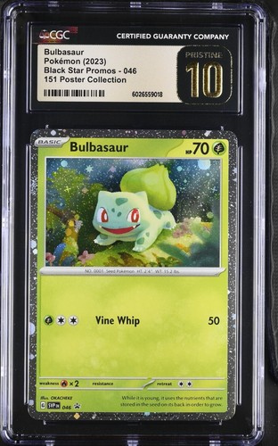CGC 10 Pristine - Bulbasaur 046 SVP Cosmos Holo Promo - Pokemon 151 ...