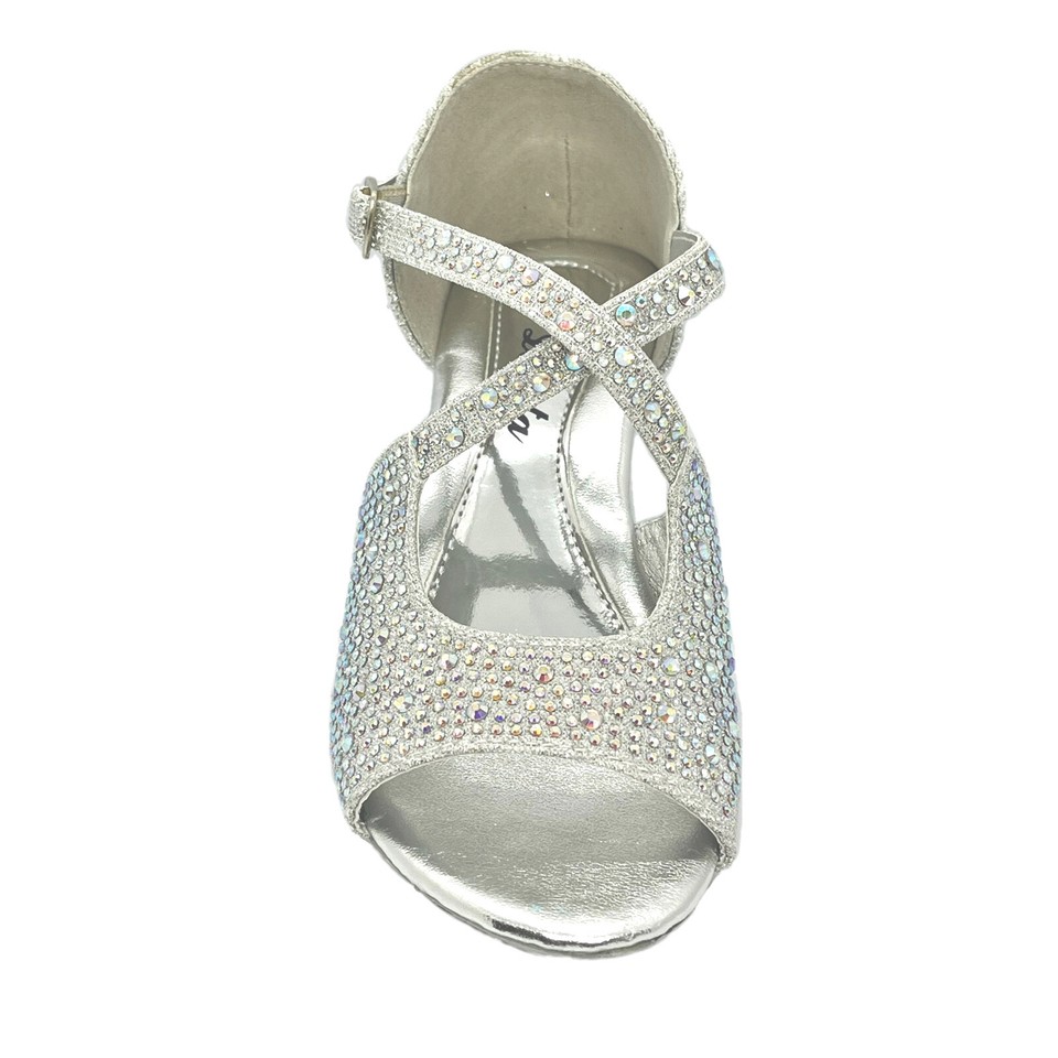 JAN-1906KM Girls' Silver Dress Pageant Evening & Party Shoes Youth size ...