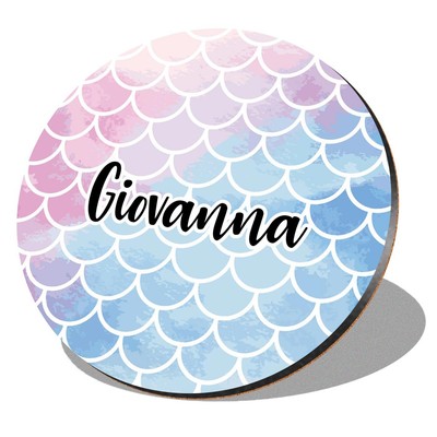 1 x Round Coaster - Name Giovanna Mermaid Scales Fish Sea Lettering ...