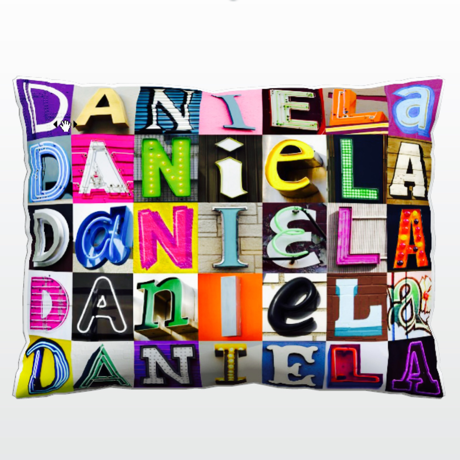 Personalized Pillow featuring the name DANIELA in photos of actual sign ...