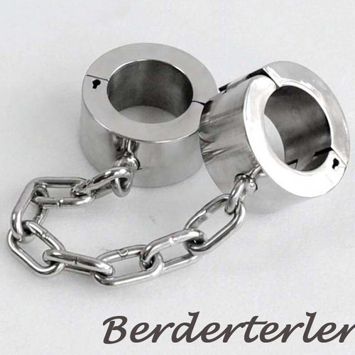 Heavy 6cm High Ankle Cuffs Stainless Steel Chain Leg Irons Metal ...