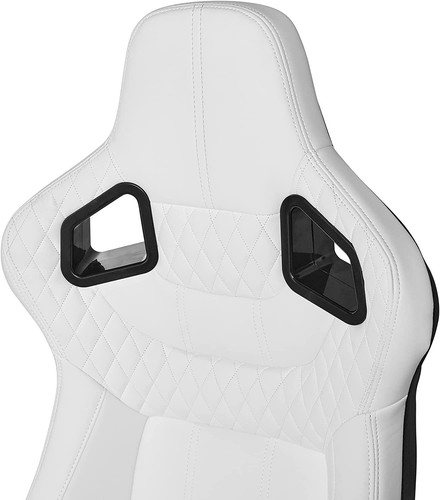 Universal Set of 2 Racing Seats Pair White Leather Reclinable Bucket ...
