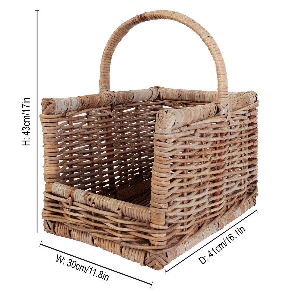Wicker Log Basket Rattan Home Kindling Firewood Fireside Storage Logs ...