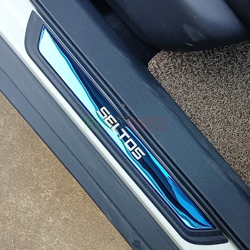 For Kia Seltos 2022 Chrome Car Door Sill Scuff Plate Guard Protector ...