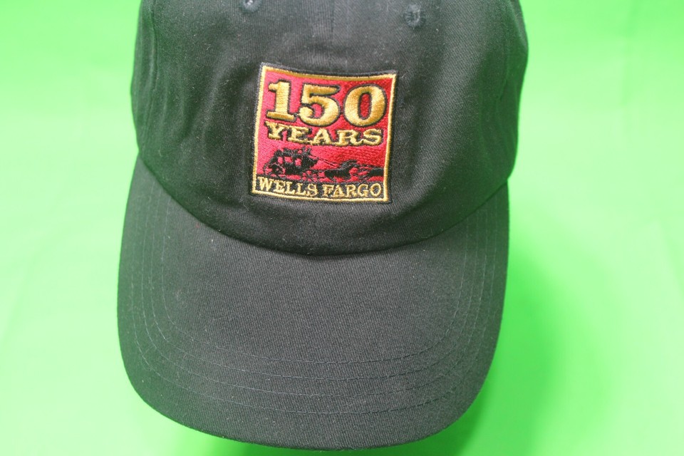 Wells Fargo Bank Hat Cap Adjustable Logo Embroidered Black 150 years | eBay
