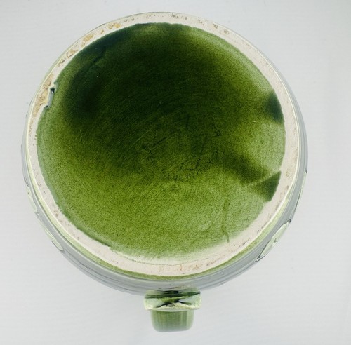 Vintage Mancer Italian Pottery Green Tone Majolica Style Handled ...