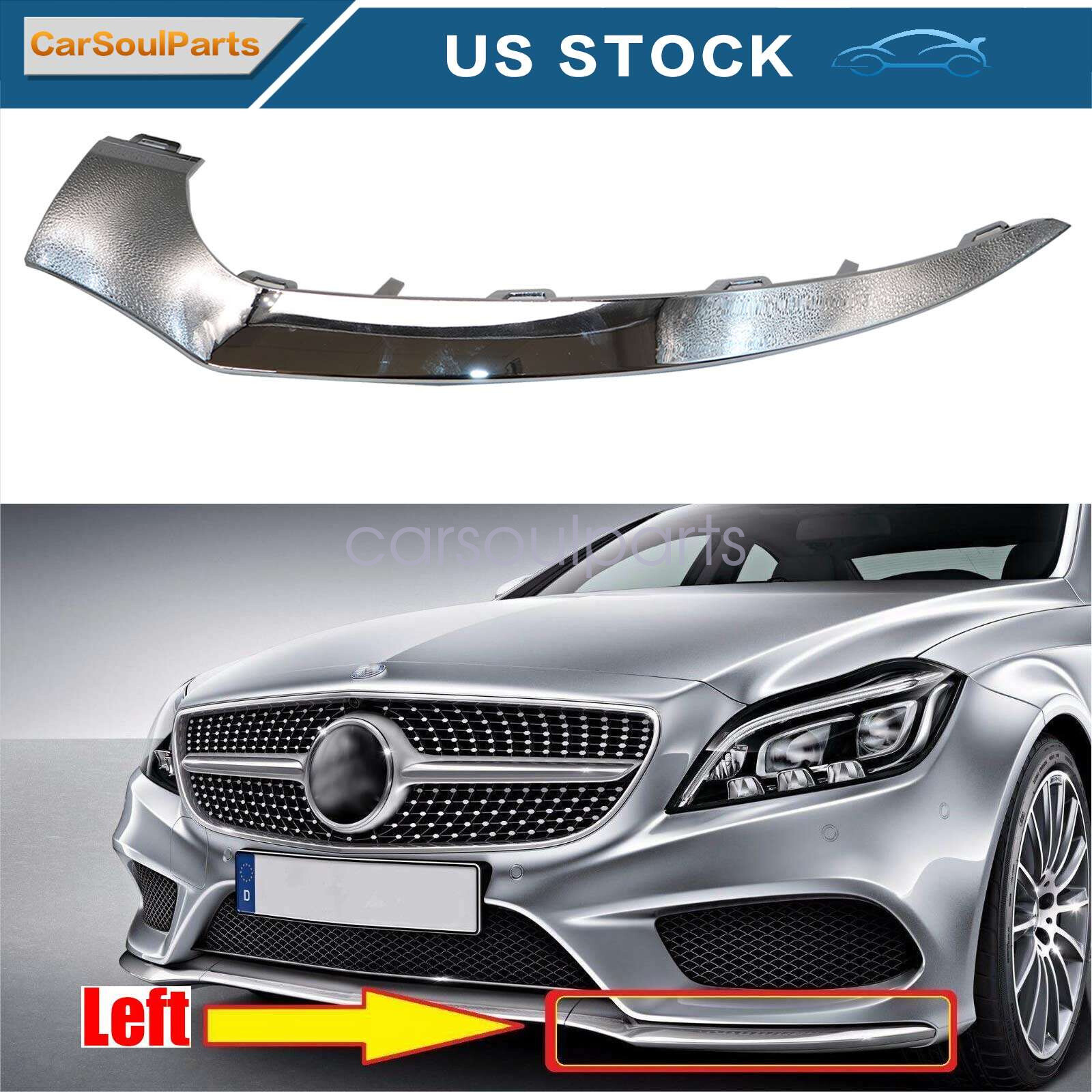 Left Front Bumper Chrome Trim molding Fits Mercedes W218 CLS400 550 ...