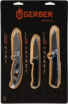 Gerber 3-Piece Folding Knife Set Gerber Gear, Greatest Hits | eBay