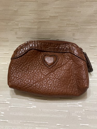 Brighton Brown Leather Coin Purse Heart Accent | eBay