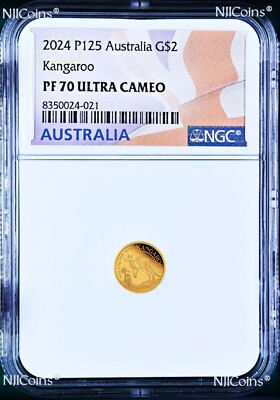 2024 Australia Mini Roo Kangaroo PROOF 9999 GOLD 0.5g $2 NGC PF70 Coin ...