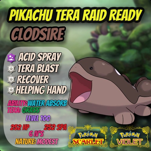 ⭐ Pokemon Scarlet and Violet ⭐ 6IV SHINY Clodsire ⭐ ⚡️ Pikachu Raid ...