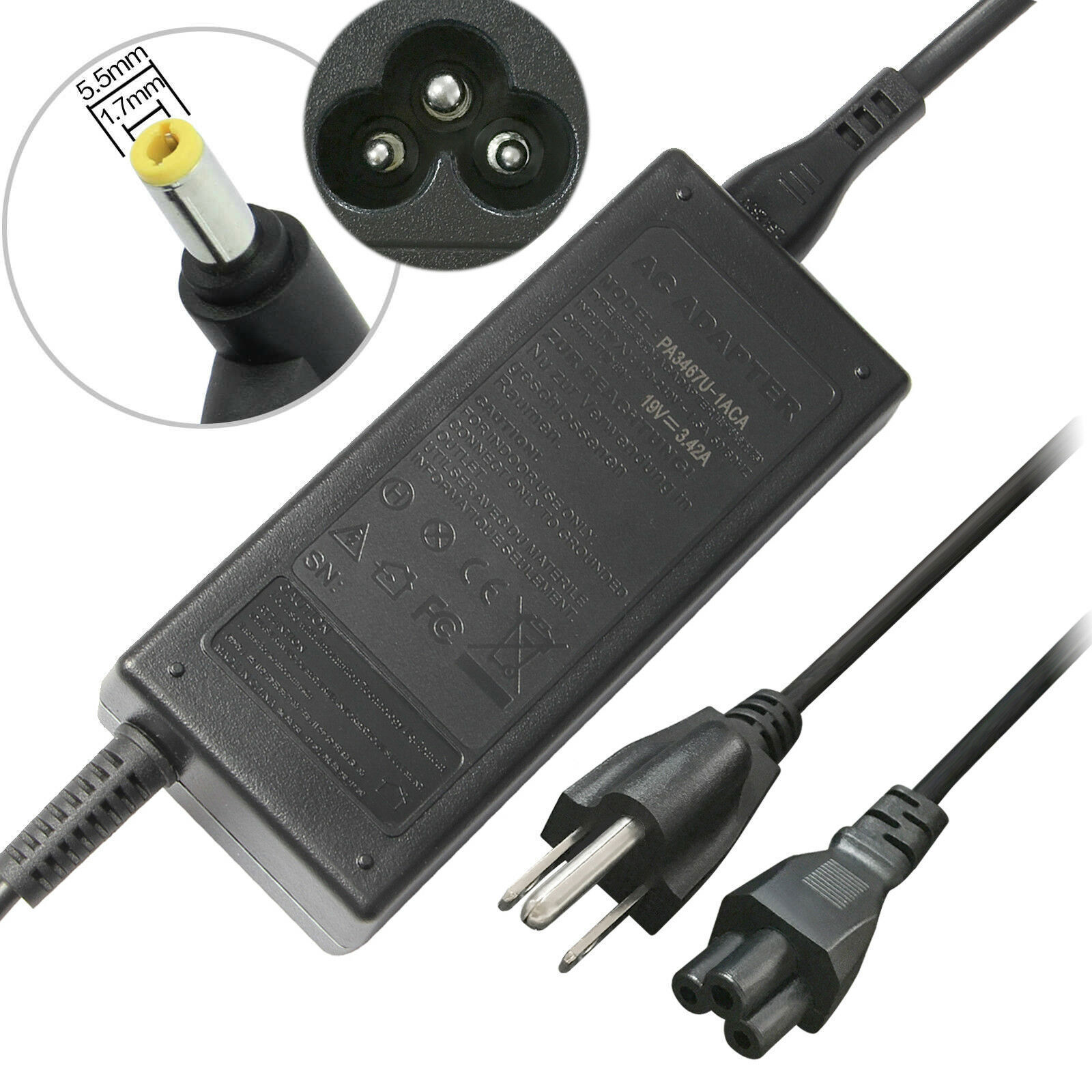 65W AC Adapter Cord Battery Charger For Gateway NE Series Laptop Power ...
