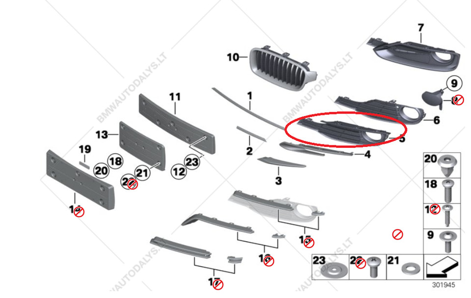 NEW BMW 3 F30 FRONT LEFT LIGHT GRILLE 7255367 51117255367 2013 OEM | eBay