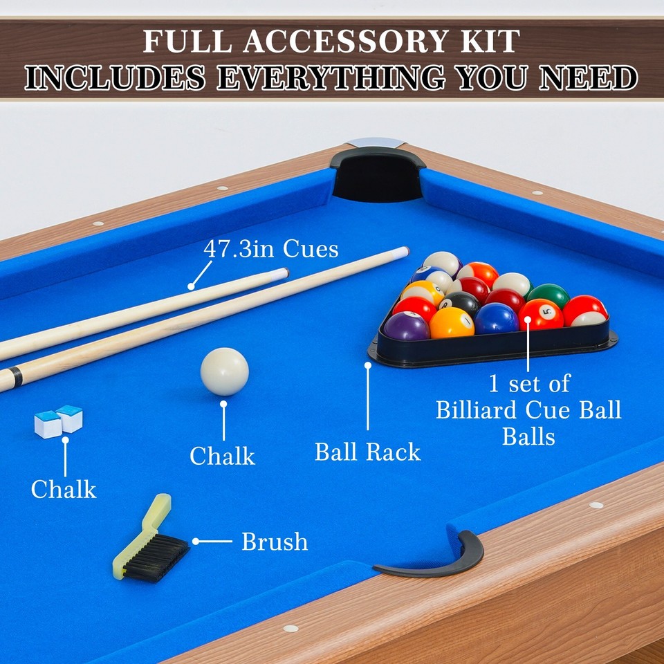 6ft Billiard Tables Bar-Size Pool Table Heavy Duty Family Game Room Man ...