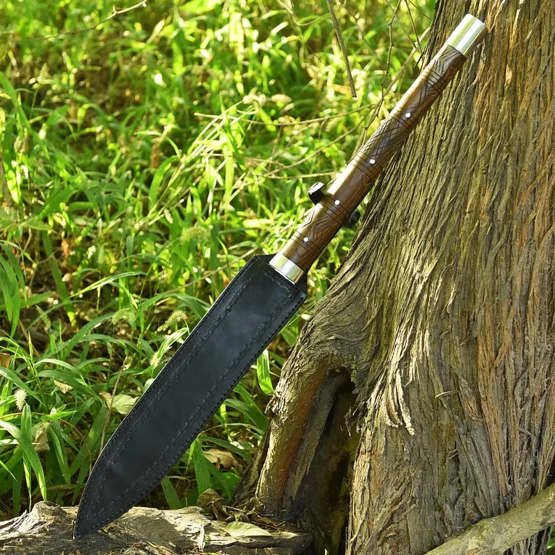 30" Handmade Carbon steel Hunting-Spear With Leather Sheath | eBay