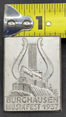 WWII/2 German 1937 Burghausen Musikfest silver tinnie pin-back. | eBay