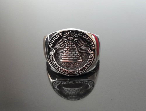 Eliz 925 Sterling Silver Ring ANNUIT COEPTIS Mason Symbol Illuminati ...