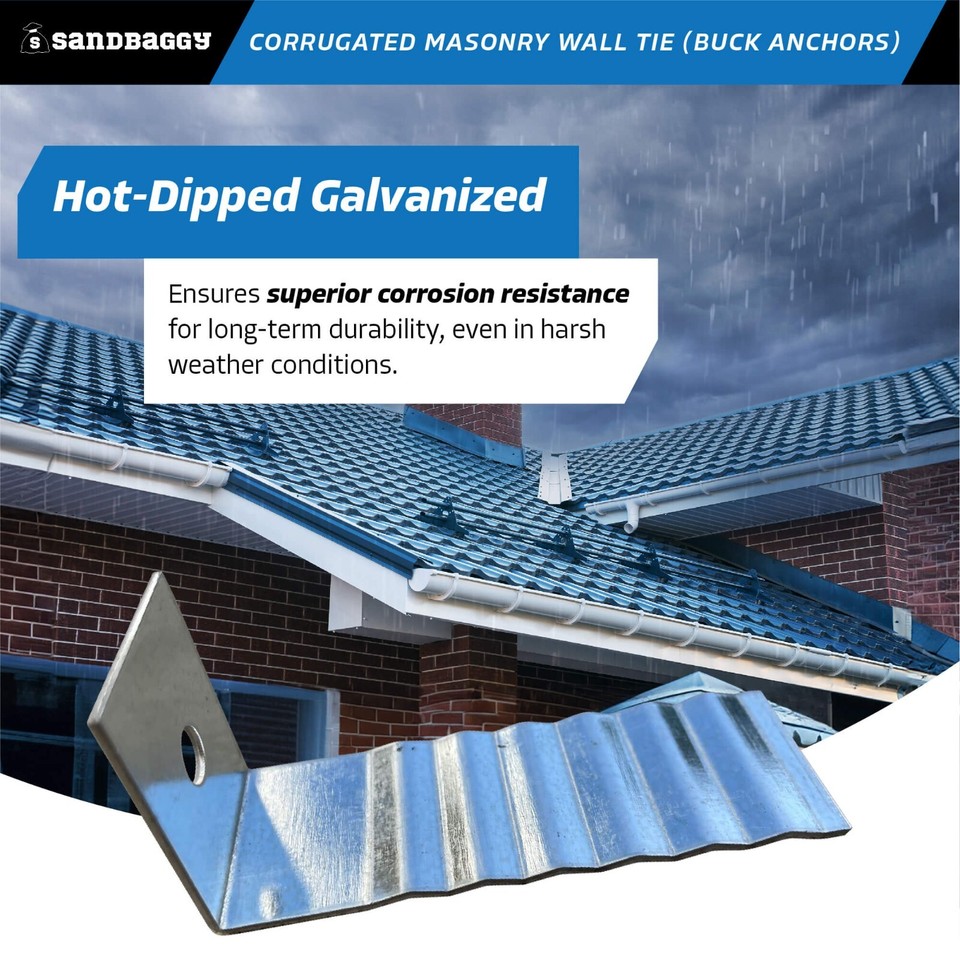 Sandbaggy Corrugated Masonry Wall Tie - Buck Anchor - 16 Ga (Hot Dip ...