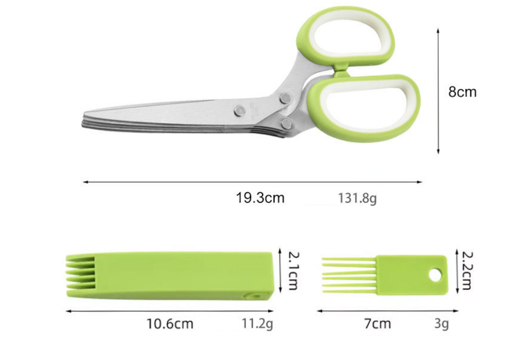 5 Blade Shredding Herb Scissors Shear Shed Paper Document Kitchen ...