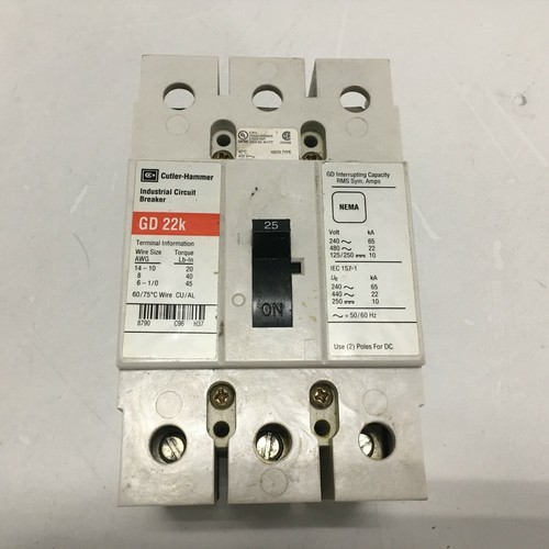 Eaton Cutler-Hammer Industrial Circuit Breaker, 3 Pole Unit, GD22k | eBay