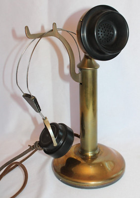 ANTIQUE 1904 BRASS WESTERN ELECTRIC RAILROAD CANDLE STICK TELEPHONE w ...