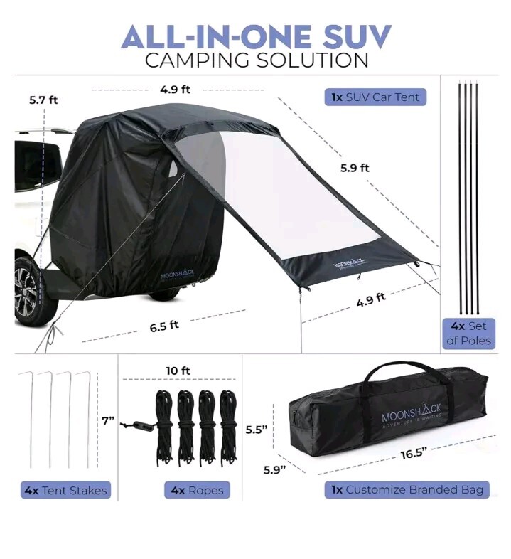 Moonshack SUV Tailgate Tent Stargazing Roof Car Camping Hatchback W ...