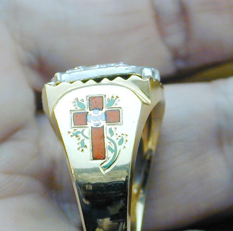 Masonic Scottish Rite Knights Templar Diamond Enamel Cross 14K Gold 9.5 ...