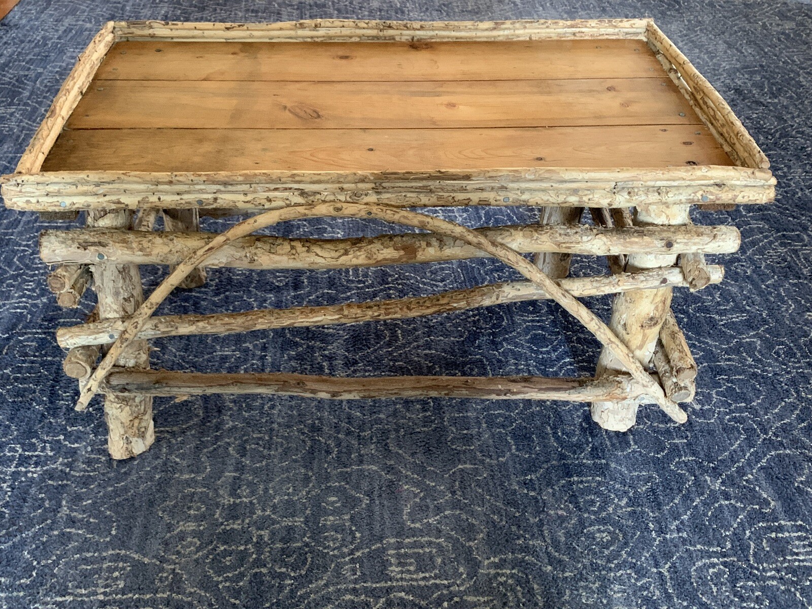 Real Birch Bark Log Rustic Cabin Coffee Table Wood Tree Cottage Camp ...