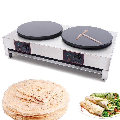 Double Hotplate Non Stick Commercial Electric Crepe Maker 16" Pancake ...