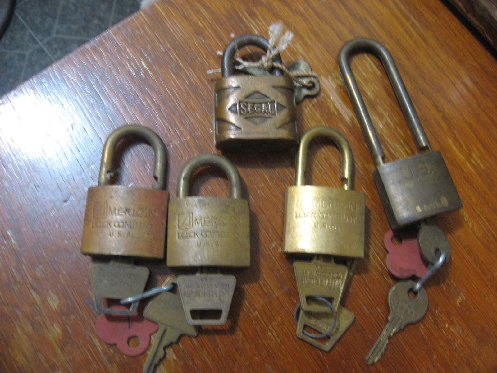 5 BRASS LOCKS WITH KEYS US USN SEGAL AMERICAN | eBay