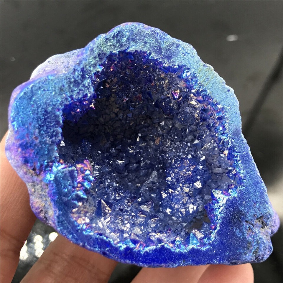 1pc Titanium Agate Geode Cluster - Rainbow Quartz Crystal Reiki Healing ...