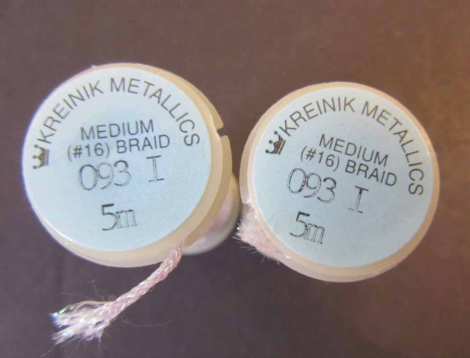 2 Kreinik Metallics #093 STAR MAUVE Medium #16 Braids Thread 5M each ...
