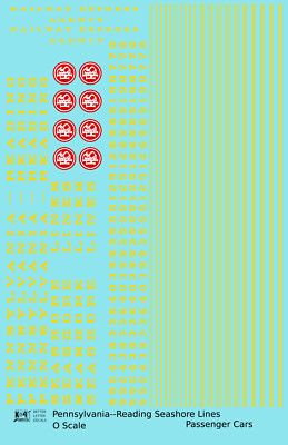 K4 O Scale Decals Pennsylvania-Reading Seashore Lines Passenger Car ...