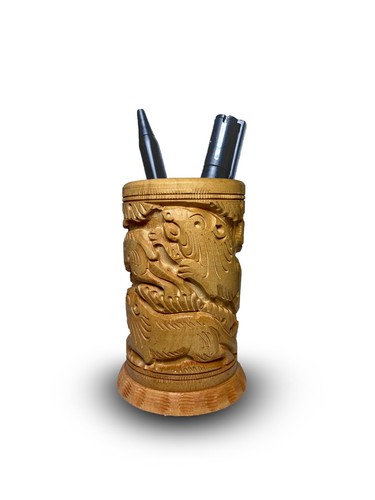 Wooden Pen Stand Office Table Top Decor Gift Stationary For Boy's Girl ...