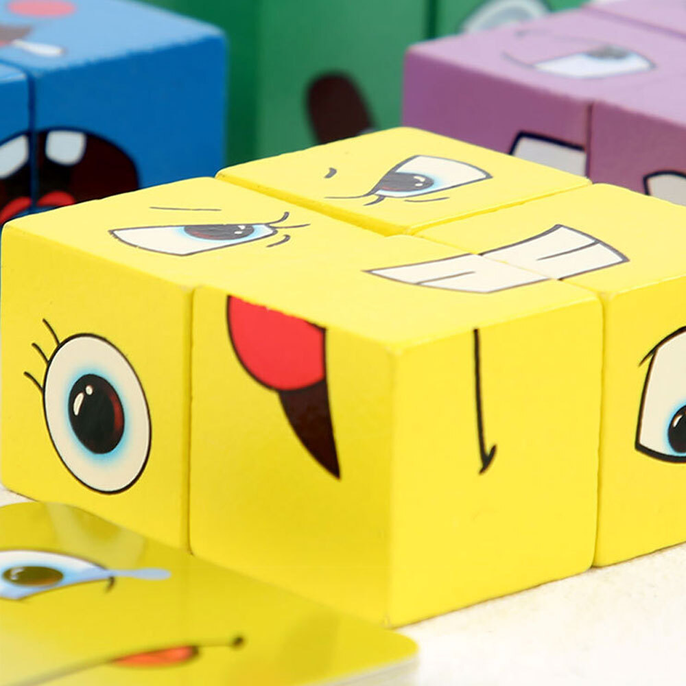 Wooden Expressions Matching Block Puzzle Building Blocks Face Changing ...