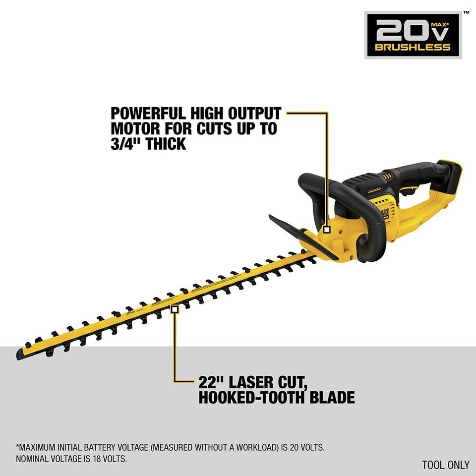 DEWALT 20V* MAX Cordless Hedge Trimmer, 22 Inches, Tool Only (DCHT820B ...