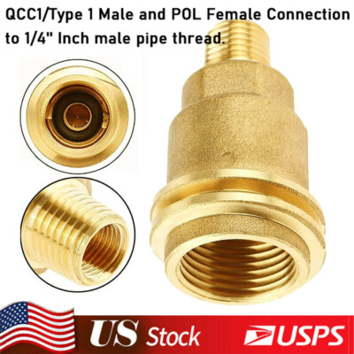 Solid Brass QCC1 Nut Propane Gas Fitting Adapter 1/4" Male Pipe Thread ...