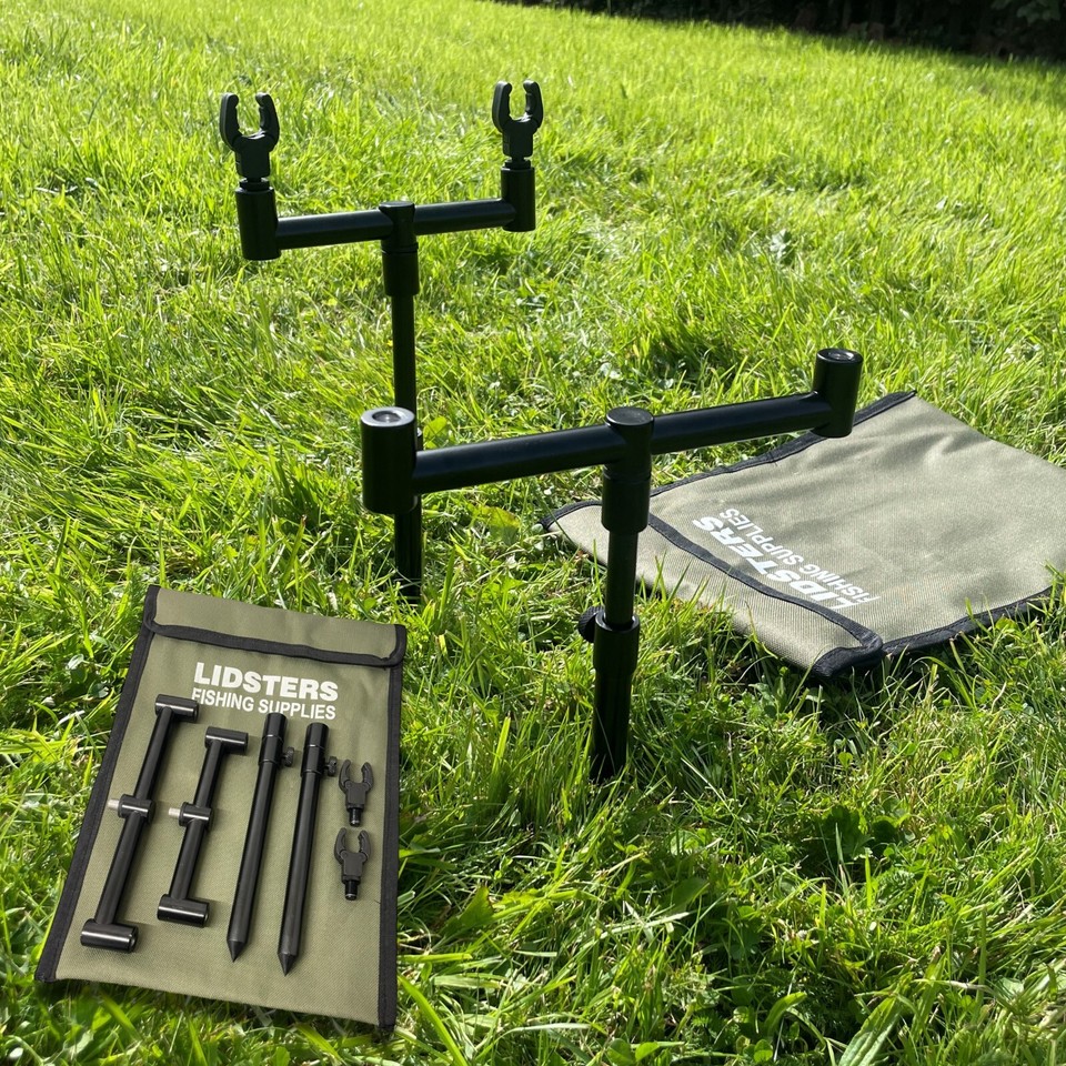 2 ROD SET UP BLACK 2 20-30CM BANK STICKS 2 BUZZ BARS CARP FISHING 16MM ...