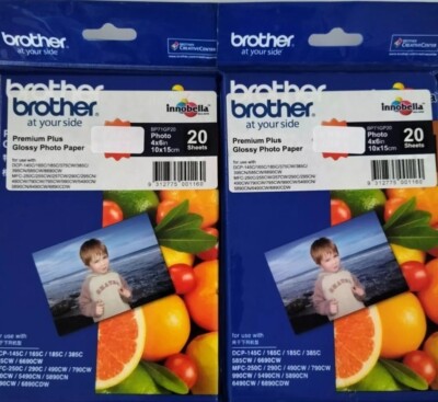 Brother Premium Plus Glossy Photo Paper x2 Packs-20 Sheets 10 x 15cm ...