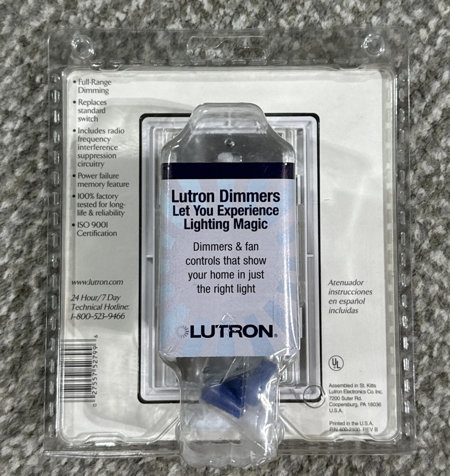 NEW Lutron Diva Duo Dimmer Switch-Plate DVW-600PH-WH Single Pole White ...