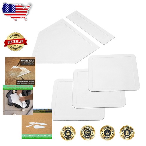 Ultra-Sturdy Portable Baseball & Softball Base Set - 5 Pieces for Fun ...