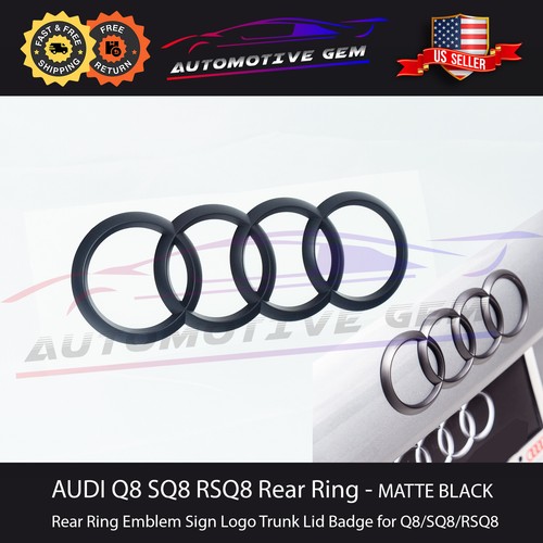 AUDI Q8 SQ8 Rear Ring Emblem MATTE BLACK Sign Logo Trunk Lid Badge S ...