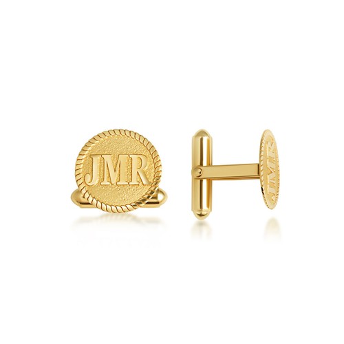 14K Yellow Gold Engravable Initial Letter Round Medallion Custom ...