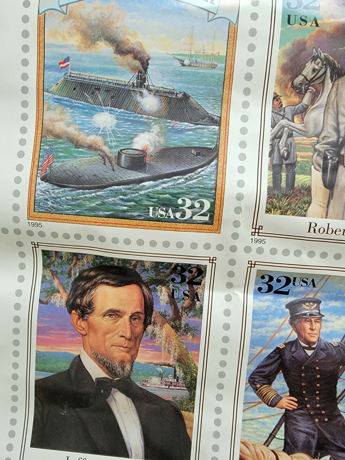 Civil War Commemorative Stamp Poster USPS Rare 36" X 24" w Robert E ...