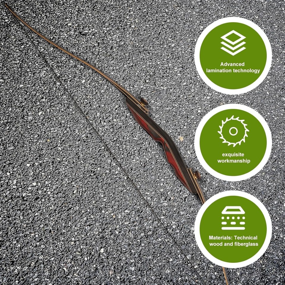 PMZ Archery Longbow Red Riser 65'' Wooden Takedown Professional Bow for ...