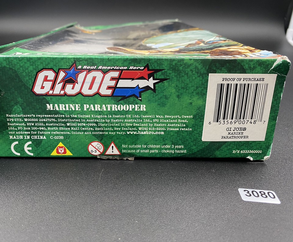 Rare GI Joe ARAH Marine Paratrooper Real Working Parachute 12" Figure ...