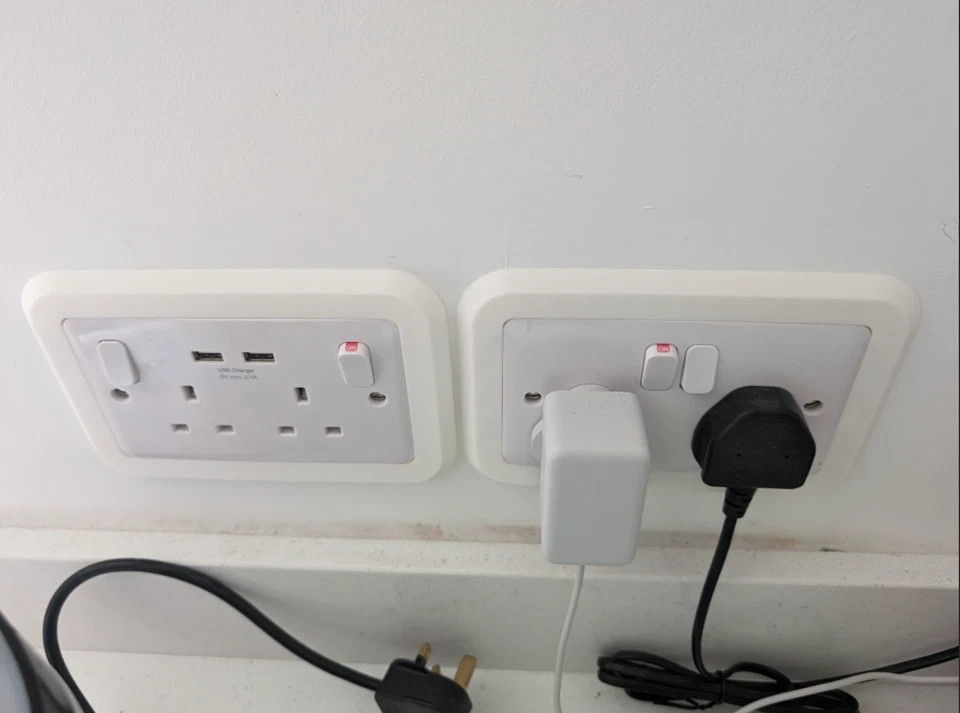 White double din plug socket surround FOR UK ROUND CORNER | eBay UK
