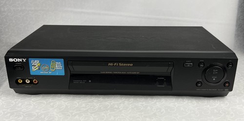 Sony SLV-N77 VCR VHS Player Hi-Fi Stereo Flash rewind 19 Micron Head No ...