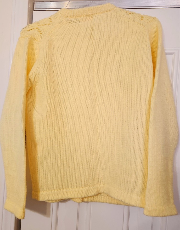 Knit Cardigan Sweater Opal Buttons Full Fashioned Yellow Vintage Retro ...