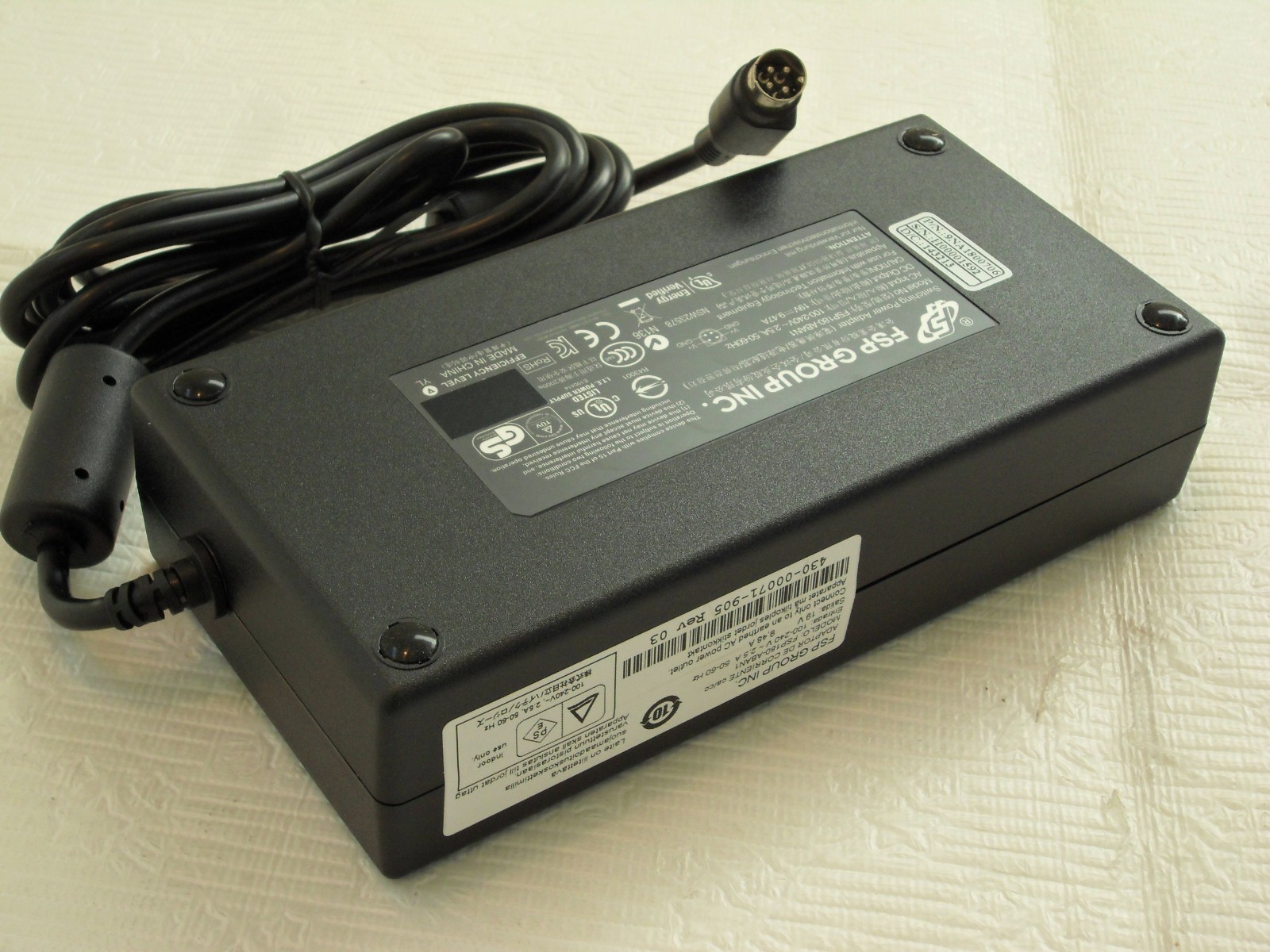 FSP GROUP AC Adapter 100-240V IN 19V 9.48A OUT 4-PIN FSP180-ABAN1 Power ...